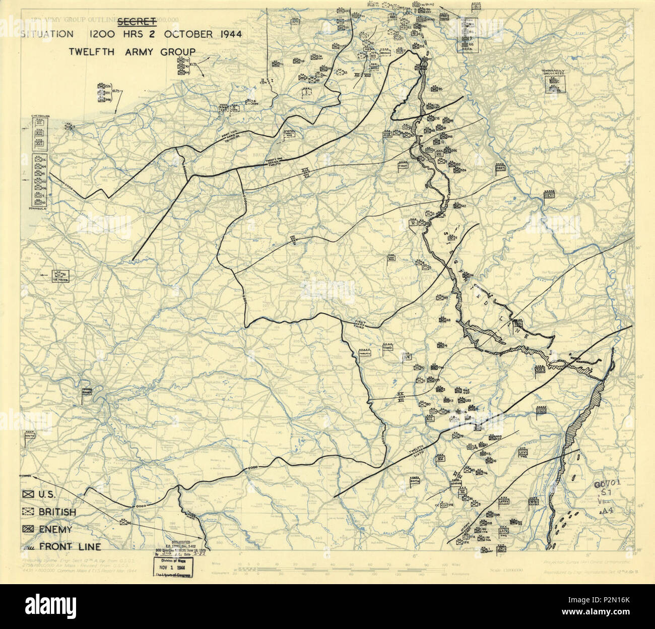 Hq twelfth army group situation map hi-res stock photography and images ...