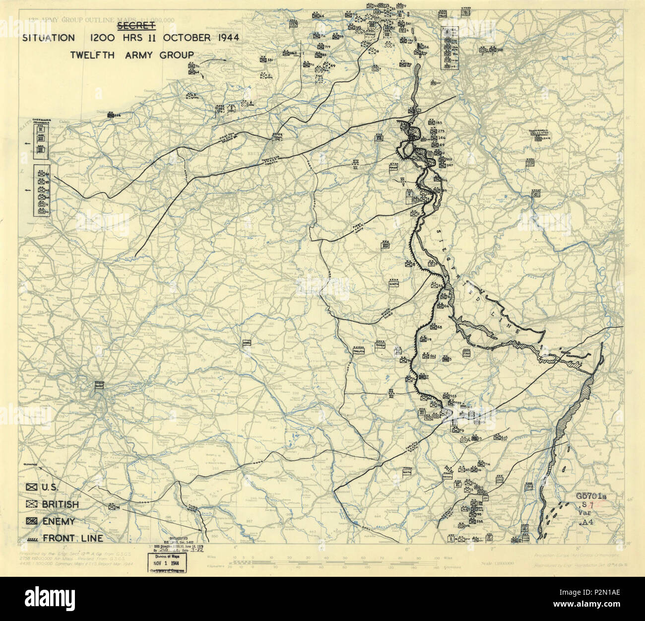 (October 11, 1944), HQ Twelfth Army Group situation map. LOC 2004630221 ...
