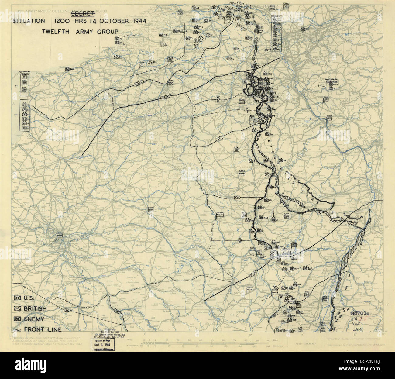 (October 14, 1944), HQ Twelfth Army Group situation map. LOC 2004630224 ...