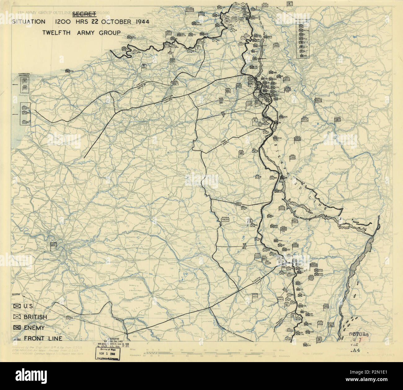 (October 22, 1944), HQ Twelfth Army Group situation map. LOC 2004630232 ...
