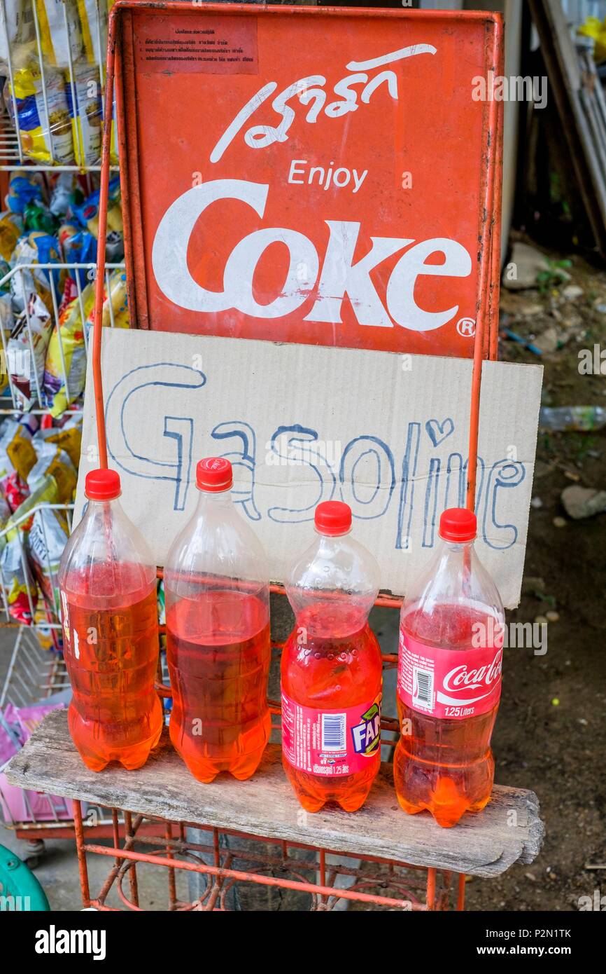 Thailand, Trang province, Ko Libong island, selling gasoline Stock ...