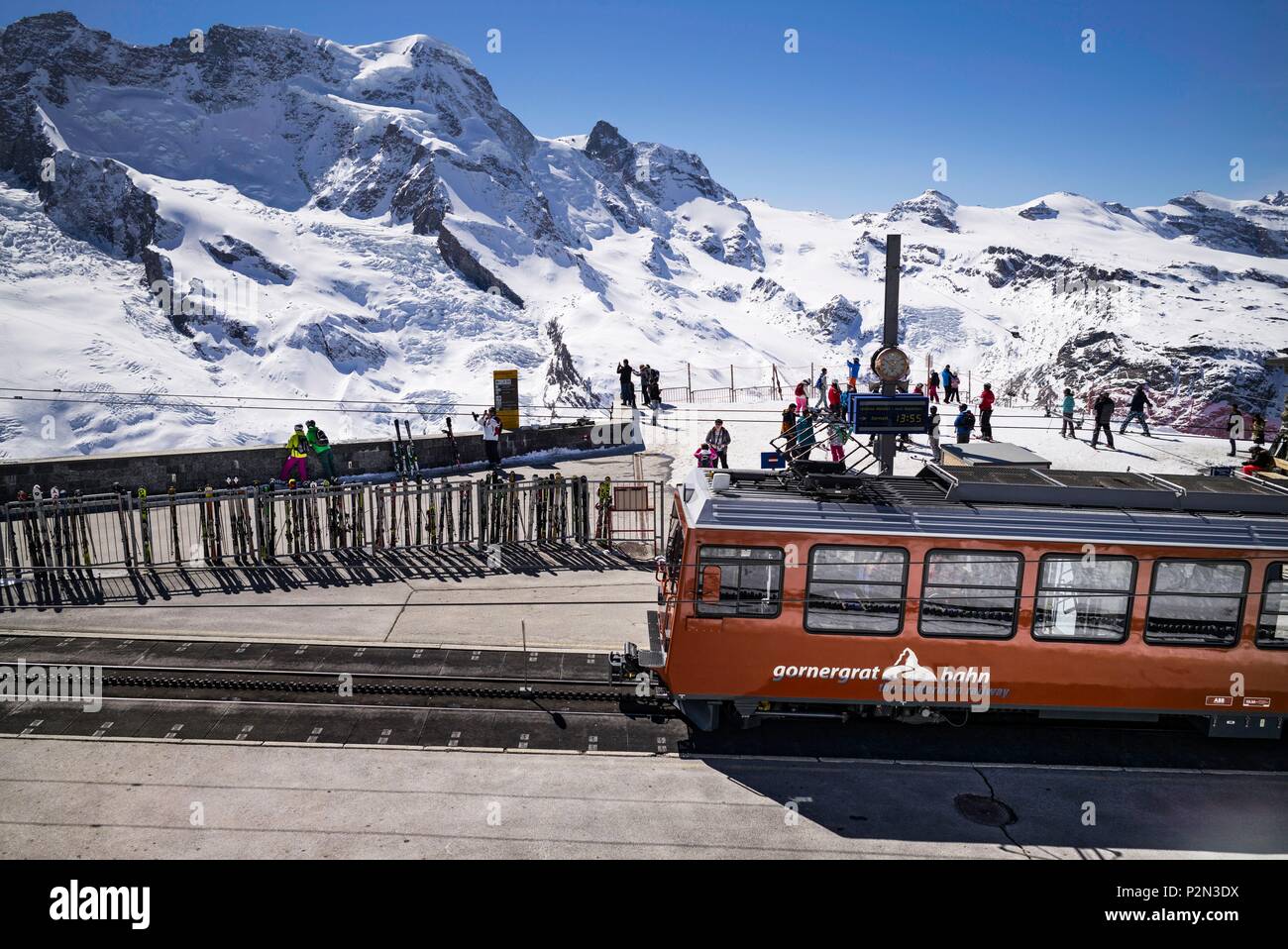 Switzerland, Valais, Zermatt, railway station of Gornergrat (3100 m ...