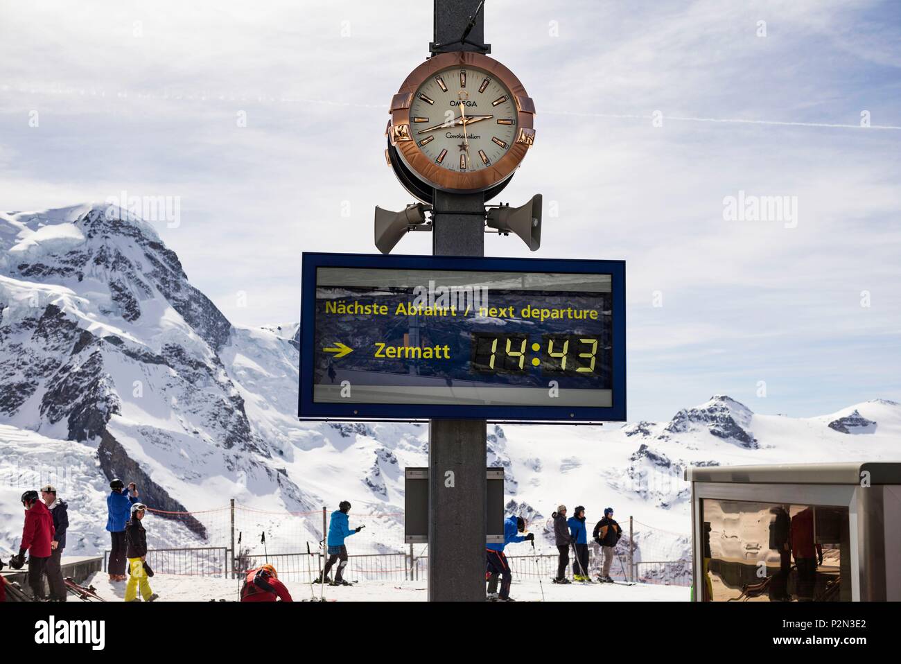 Switzerland, Valais, Zermatt, railway station of Gornergrat (3100 m ...