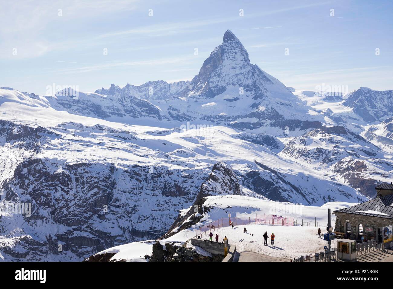 Switzerland, Valais, Zermatt, Gornergrat (3100 m), point of view on the ...
