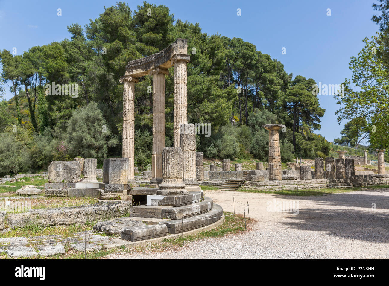 Ruins of Ancient Olympia, a sanctuary in Elis on the Peloponnese ...