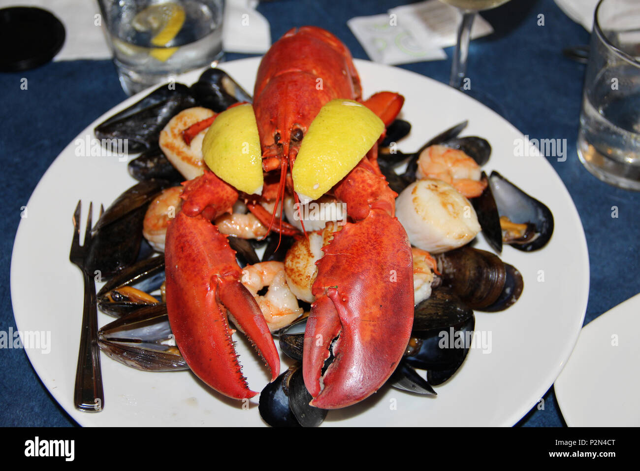 Red Lobster Platter with Mussels and Scalops Stock Photo - Alamy