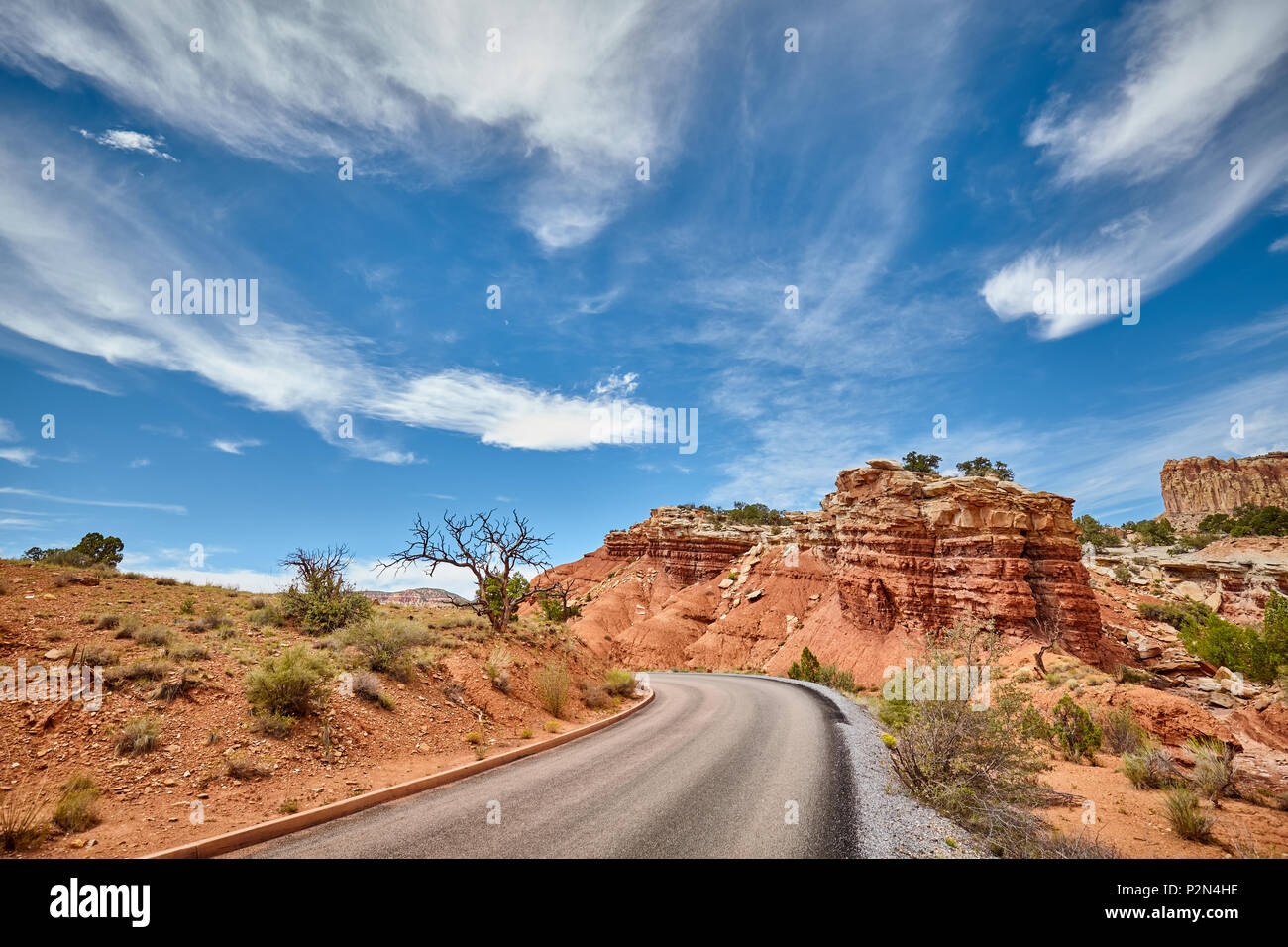 Scenic road in the Capitol Reef National Park, Utah, USA Stock Photo ...