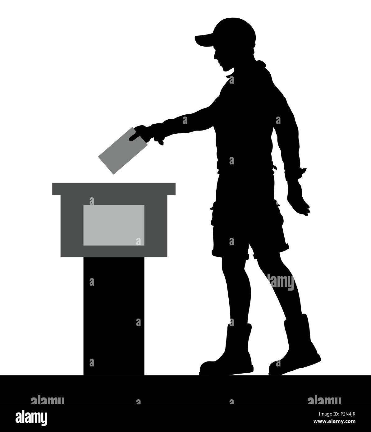 young man voter silhouette by voting for election. All the silhouette ...