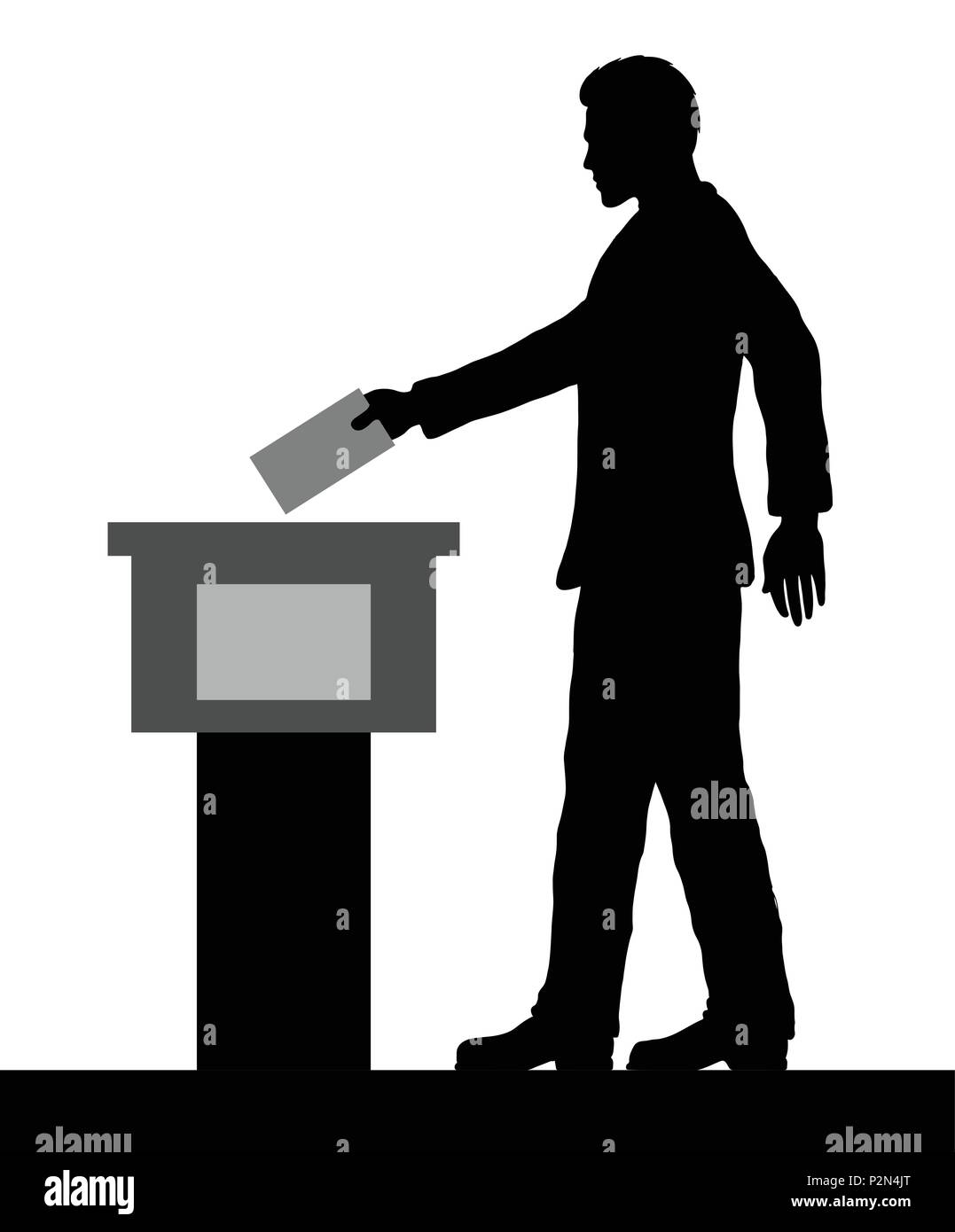 Male voter silhouette by voting for election. All the silhouette ...