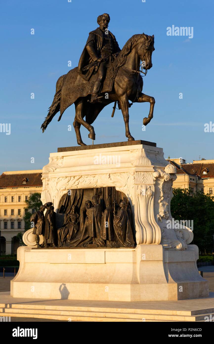 Budapest, Hungary, area classified as World Heritage, equestrian statue ...