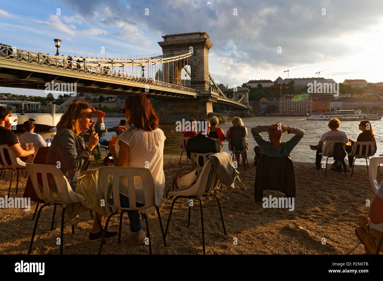 Budapest, Hungary, area classified as World Heritage, the Chain Bridge ...