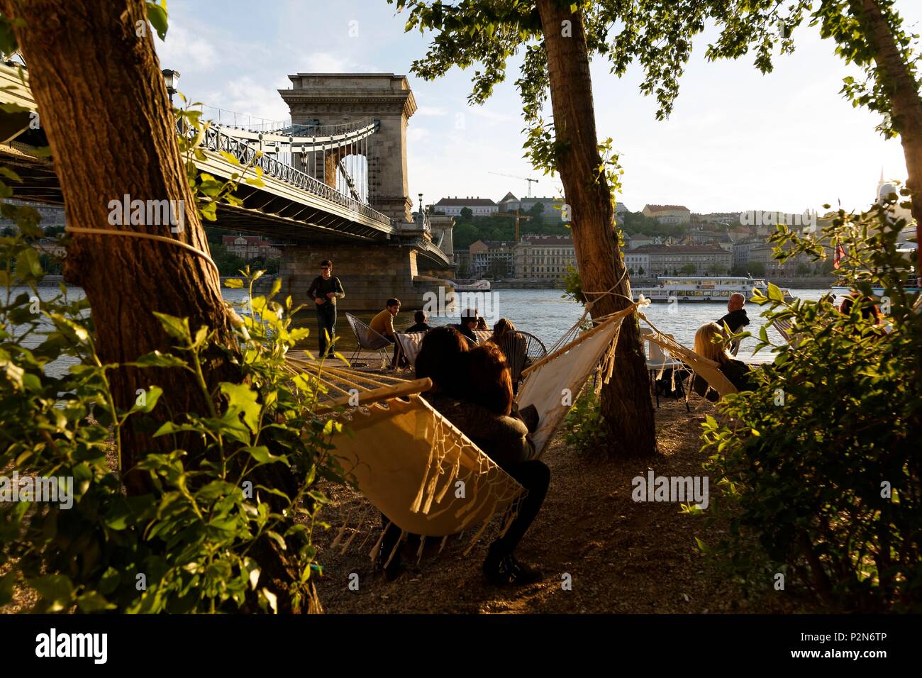 Budapest, Hungary, area classified as World Heritage, the Chain Bridge ...