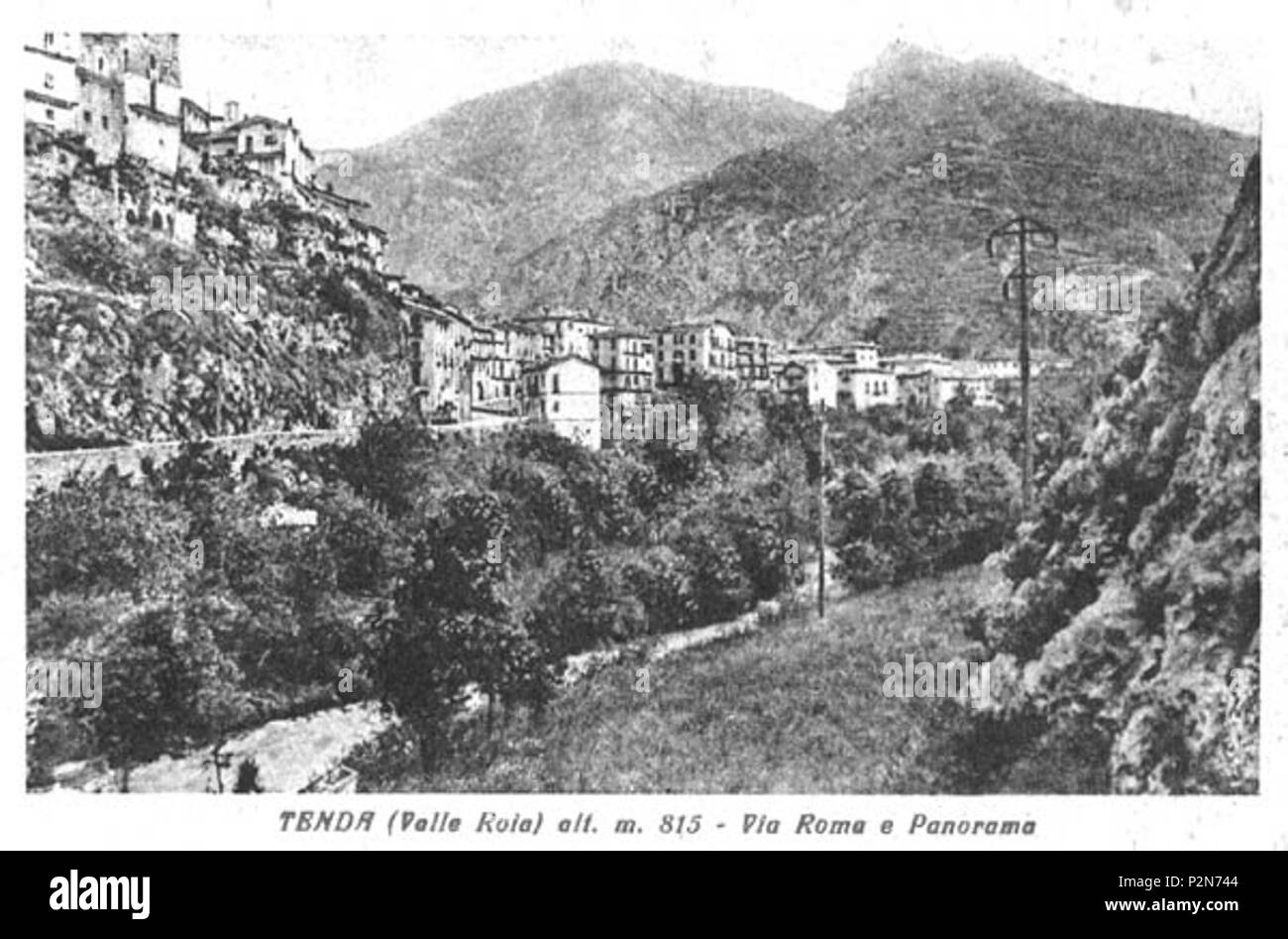 . English: Panorama of Tenda, Italy now Tende, France in 1925 . 1925 ...