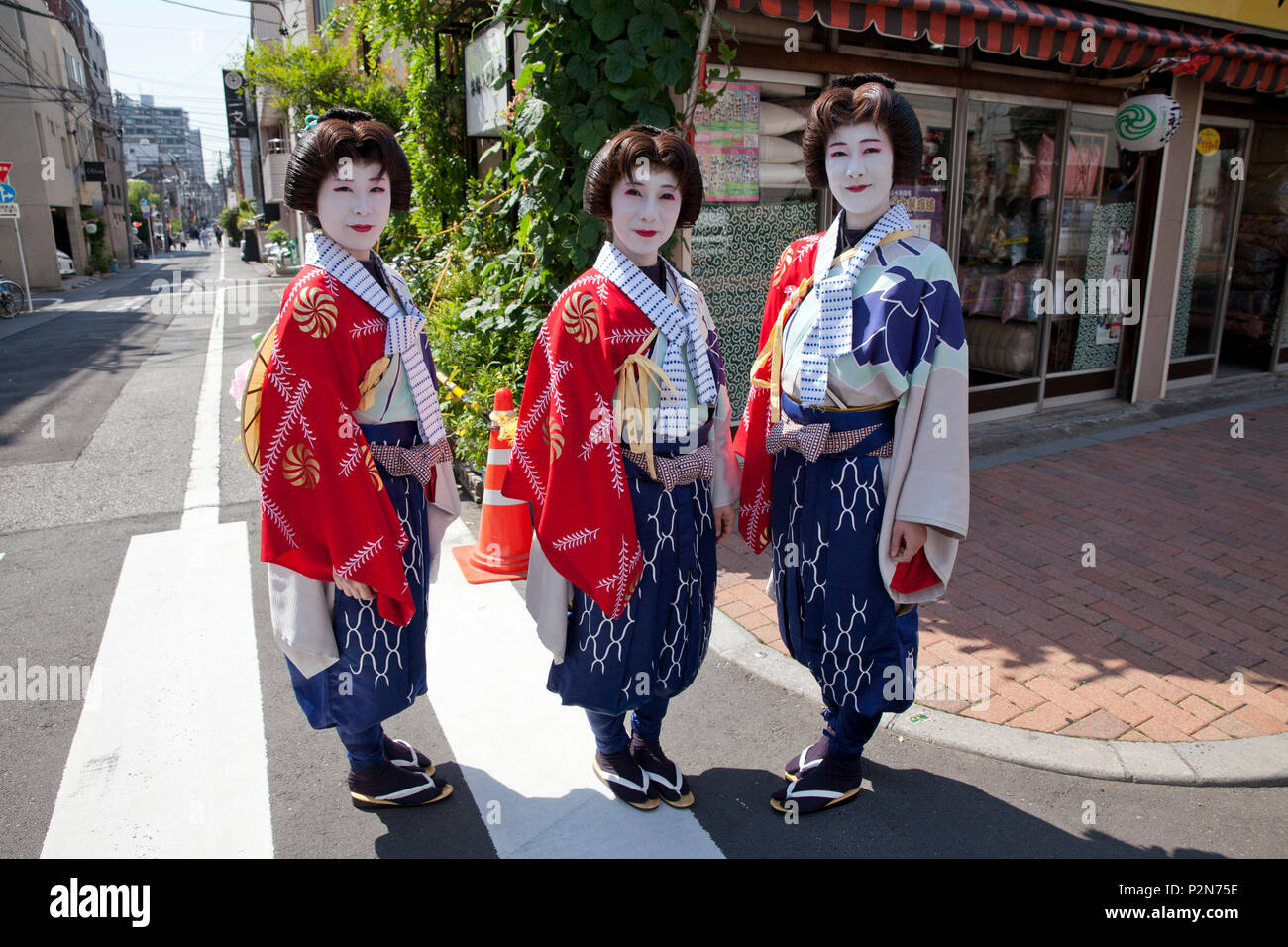 Three Geishas in the streets of Asakusa during Sanja Matsuri, Taito-ku ...