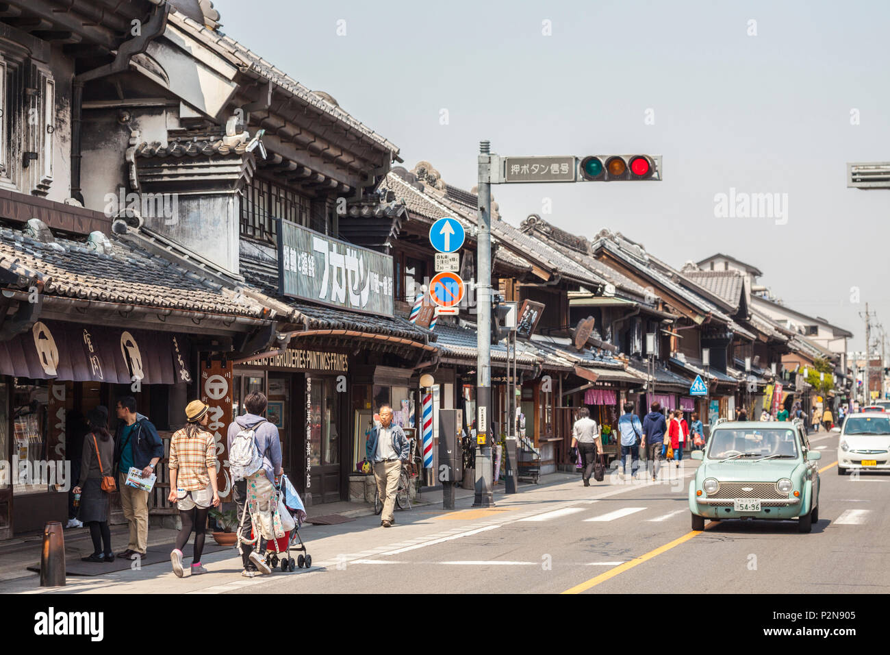 Shops and tourists along Kurazukuri Street called Little Edo in Kawagoe ...
