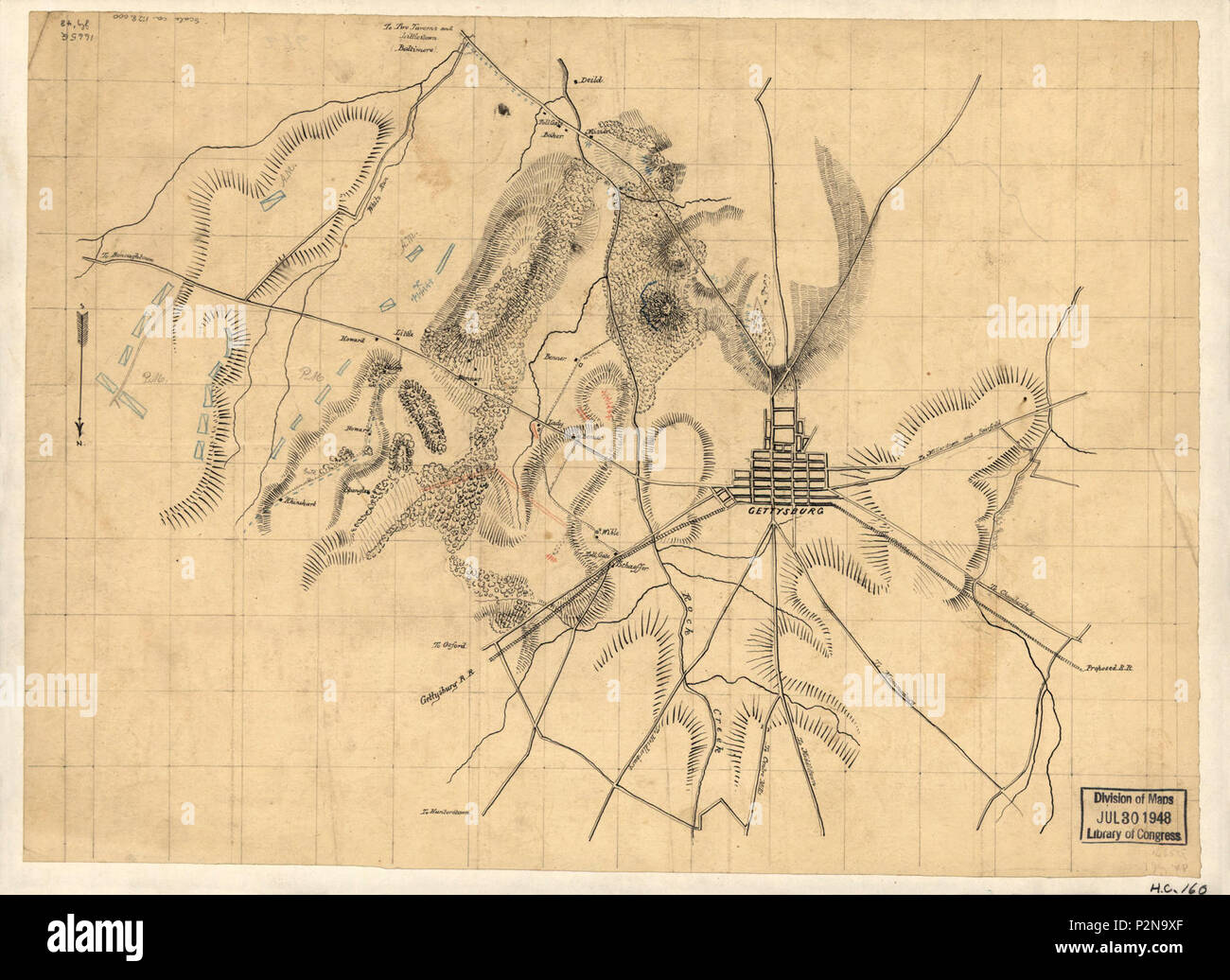 (Preliminary sketch of the battle of Gettysburg showing troop positions ...