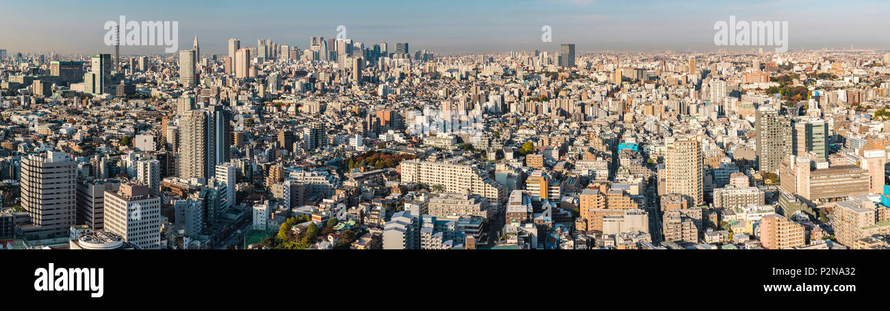 Wide angle skyline with Shinjuku at early morning, Tokyo, Japan Stock ...