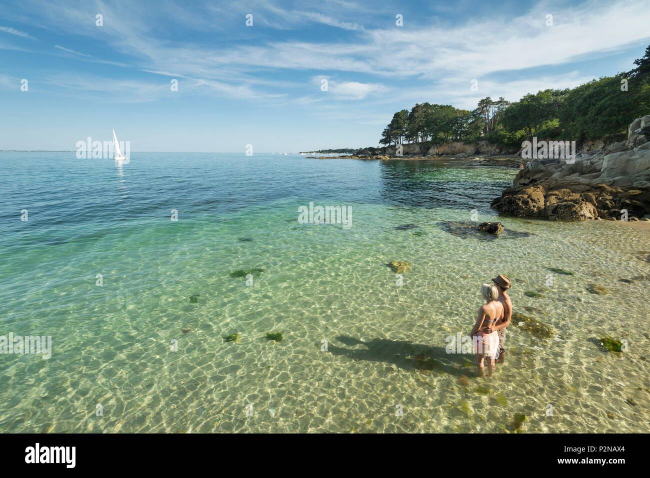 France, Finistere, Fouesnant, the beaches and coastline of the east ...