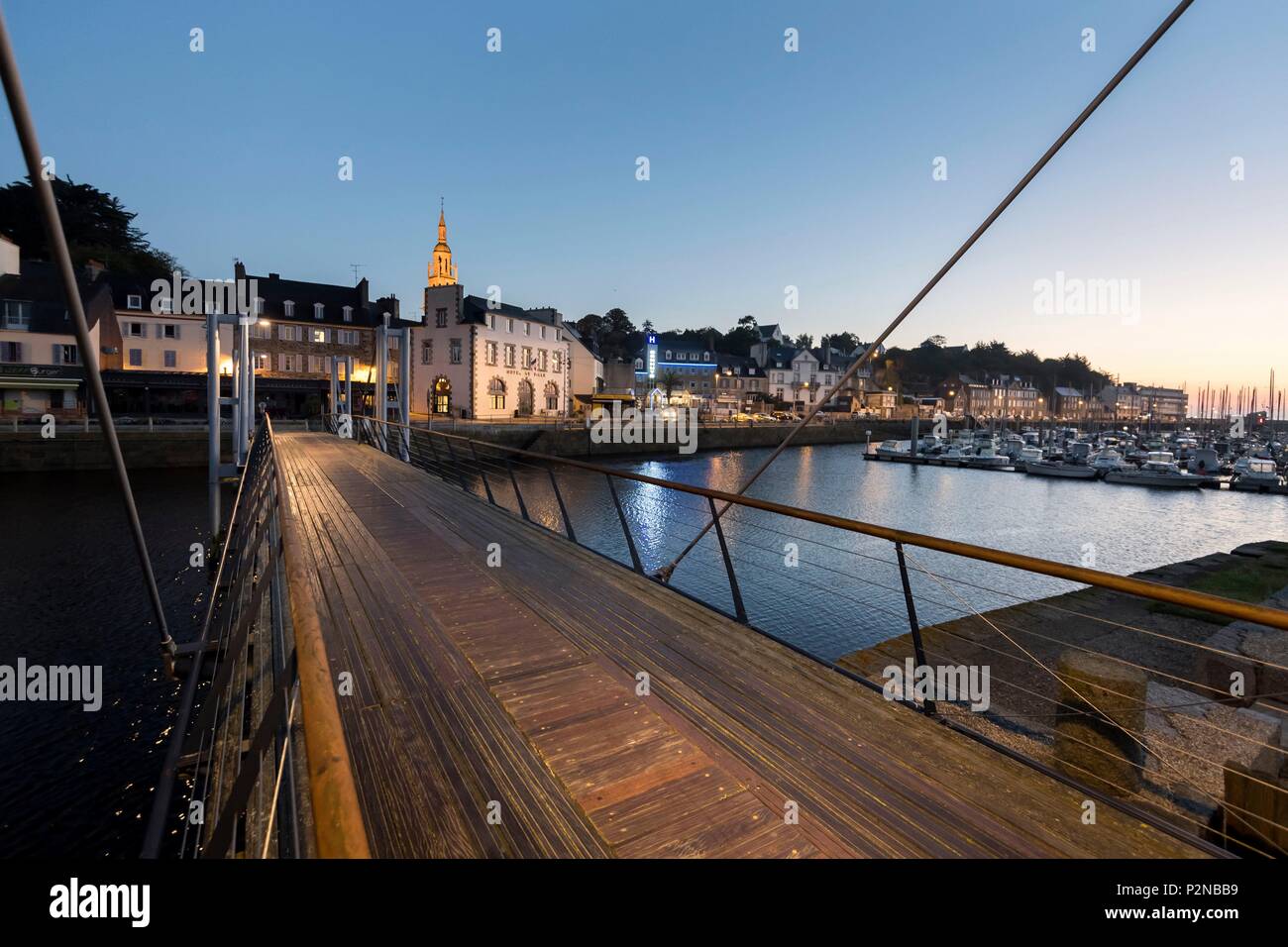 France, Cotes d'Armor, Binic Etables sur Mer, Binic harbour at dawn ...
