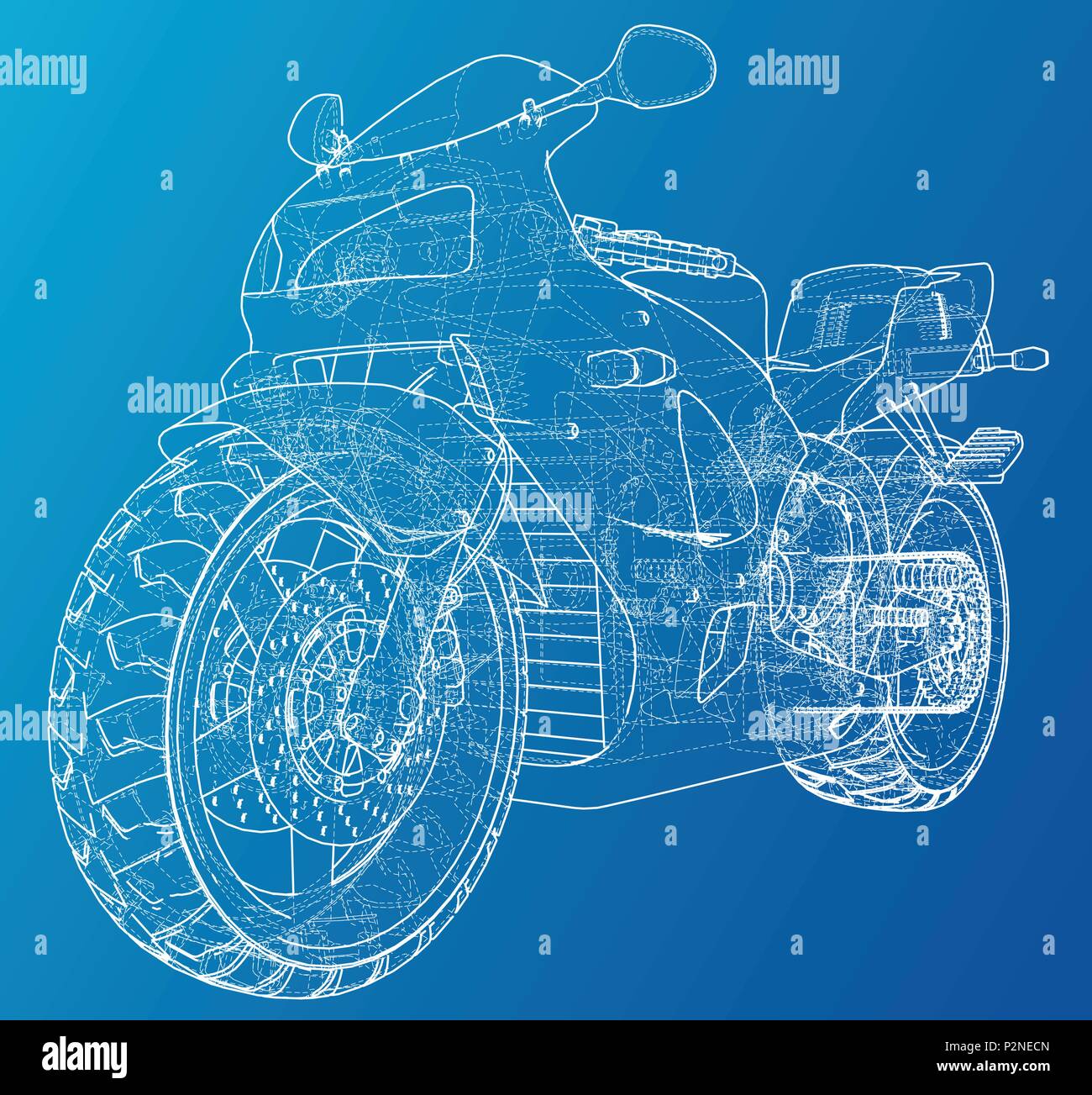 Sport motorcycle technical wire-frame. Vector illustration. Tracing ...