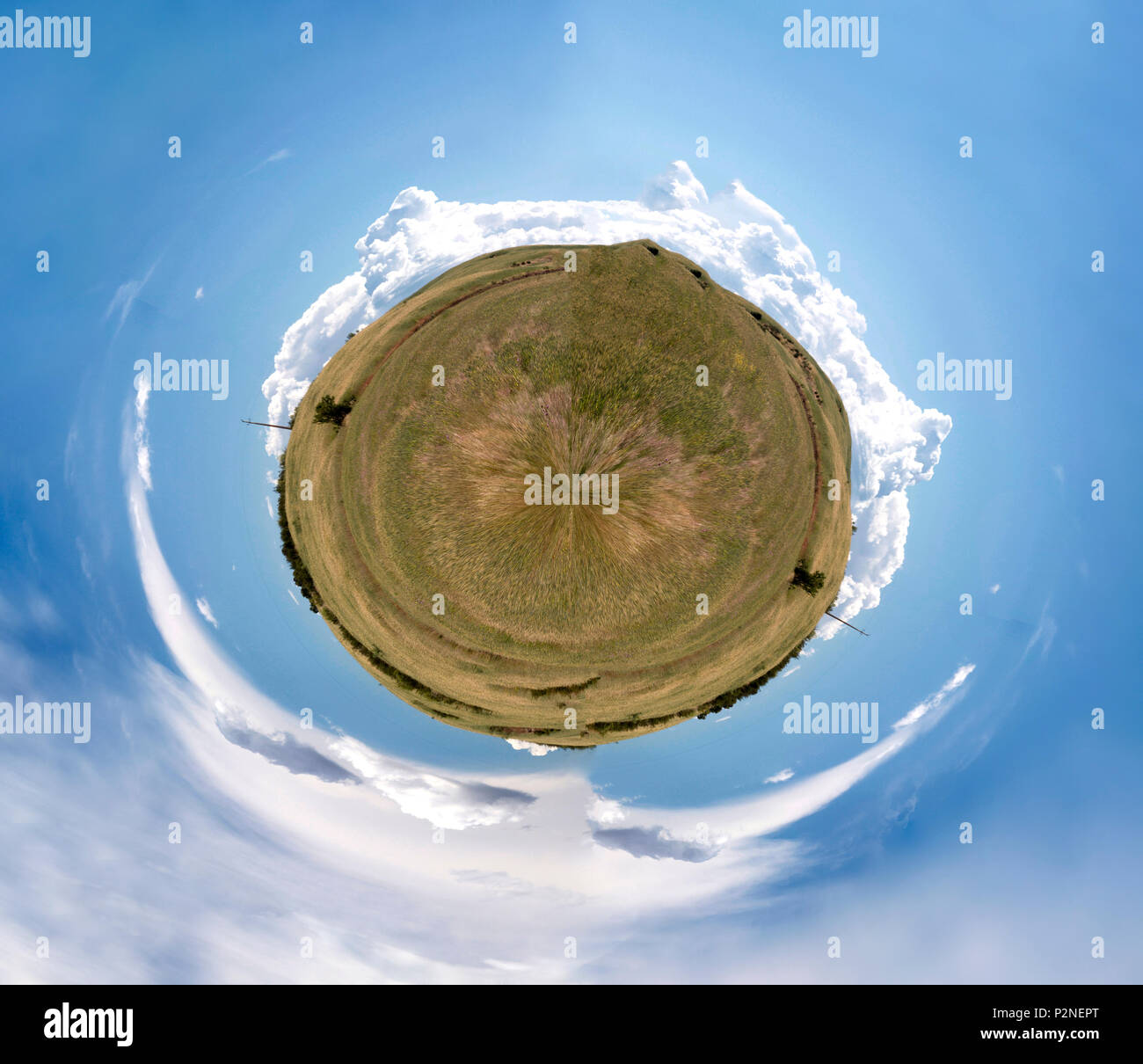 Little planet effect view of the typical Alentejo landscape with dry ...