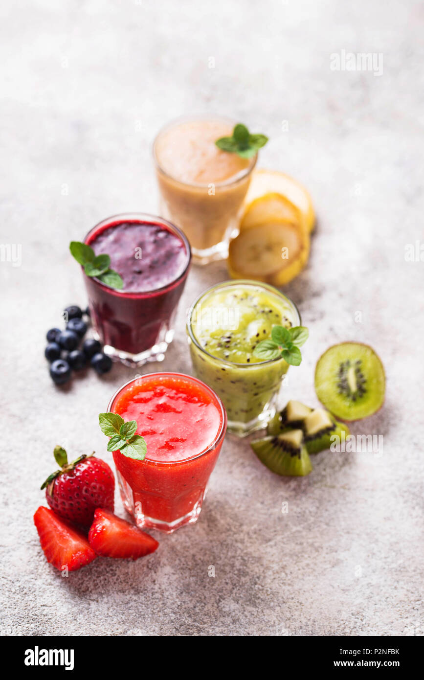 Assortment of various healthy smoothies Stock Photo - Alamy