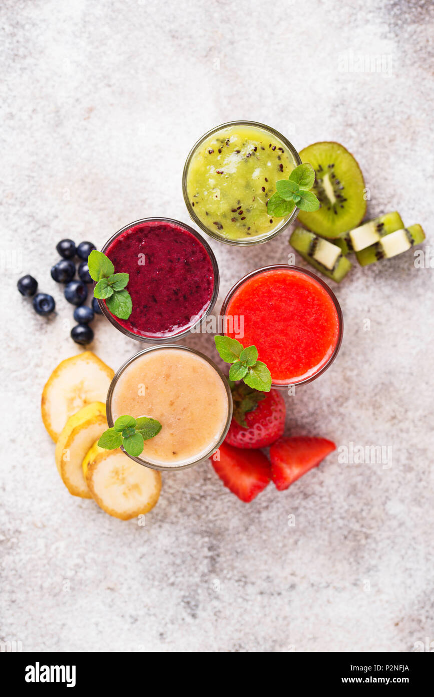 Assortment of various healthy smoothies Stock Photo - Alamy