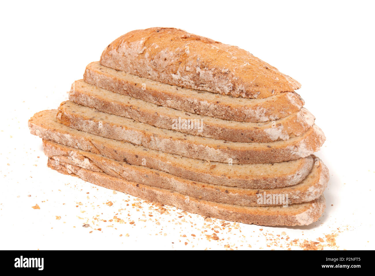 Traditional slices of grain seed bread on white background Stock Photo ...