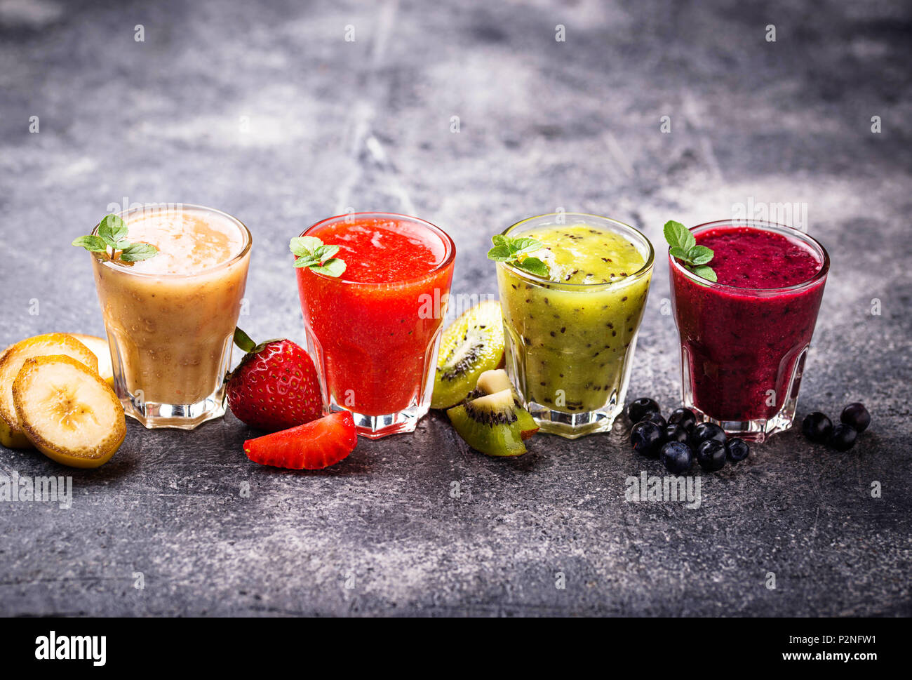 Assortment of various healthy smoothies Stock Photo - Alamy