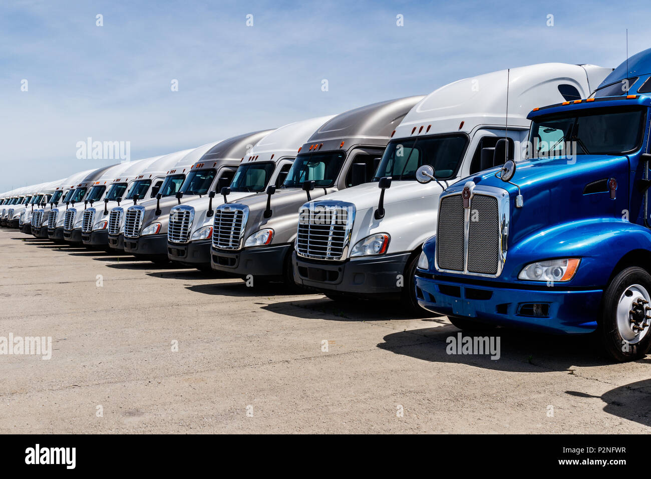 Indianapolis - Circa June 2018: Colorful Semi Tractor Trailer Trucks ...