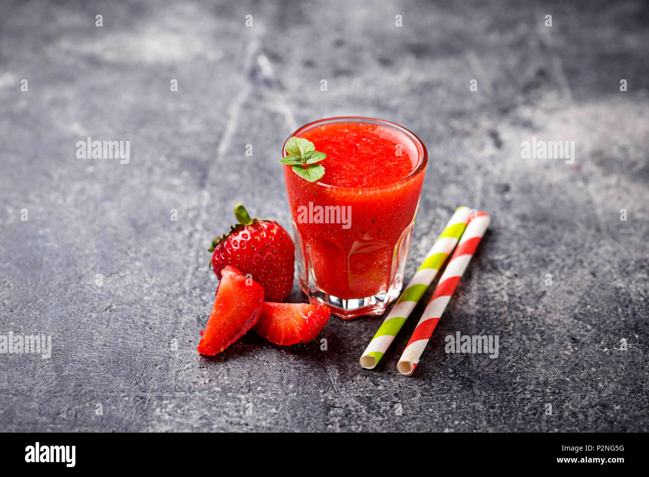 Sweet healthy strawberry smoothie cocktail Stock Photo - Alamy