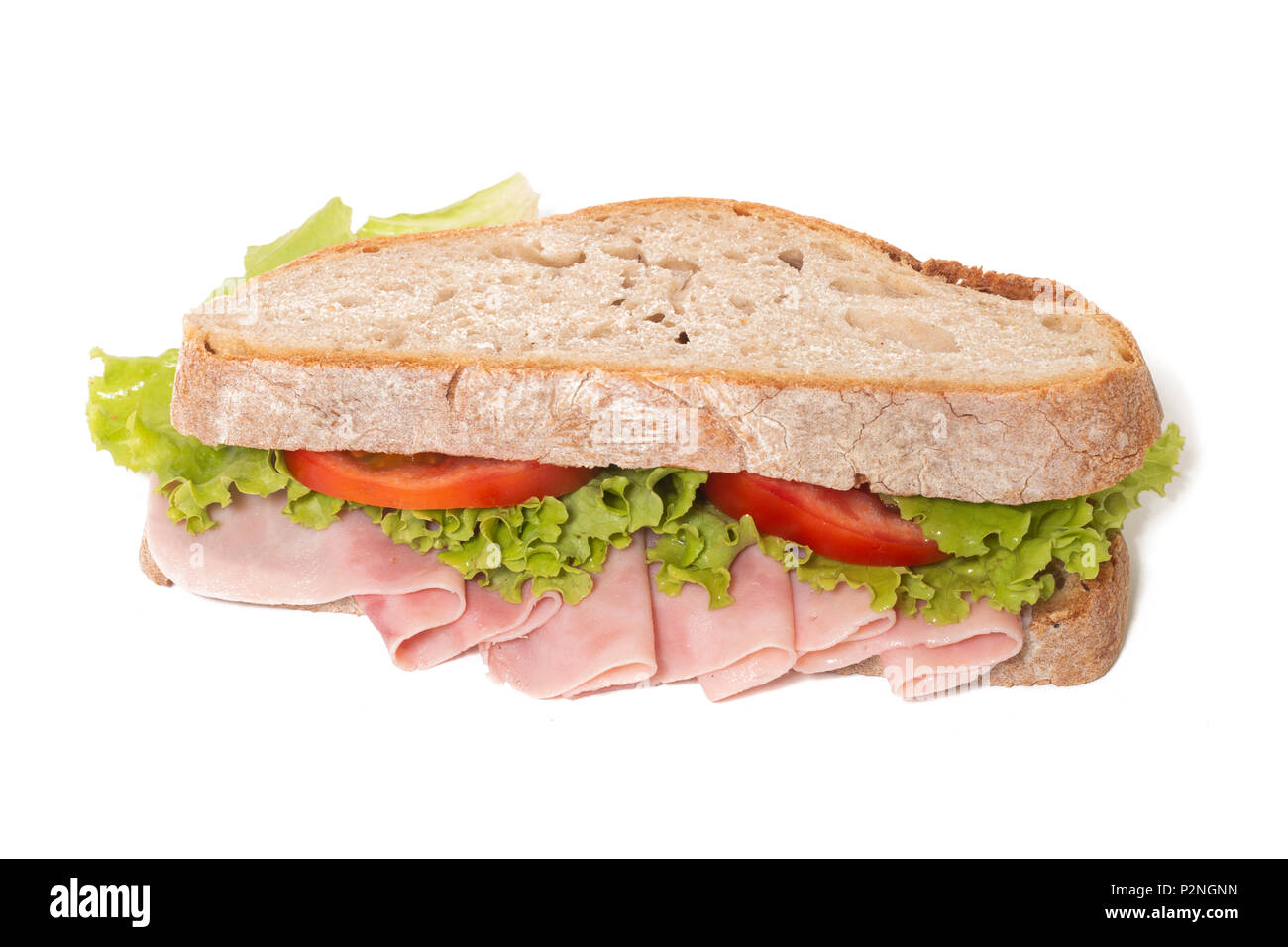 sandwich with ham over a white background Stock Photo - Alamy