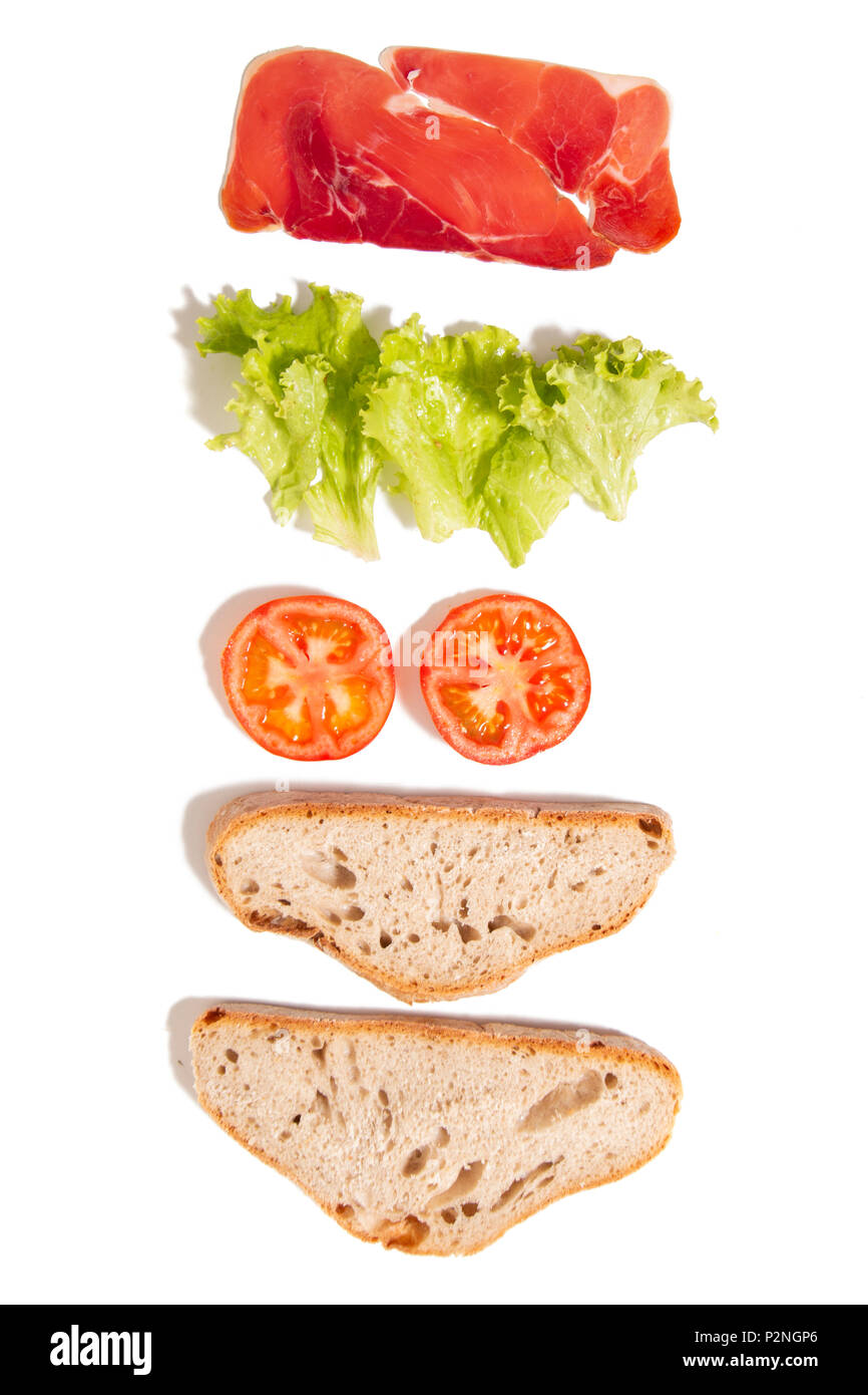 Close up view of sandwich elements on a white background Stock Photo ...
