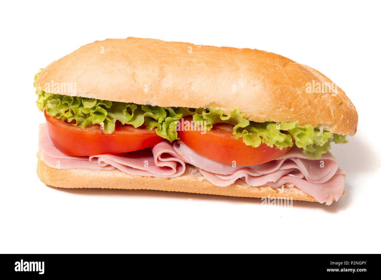 sandwich with ham over a white background Stock Photo - Alamy