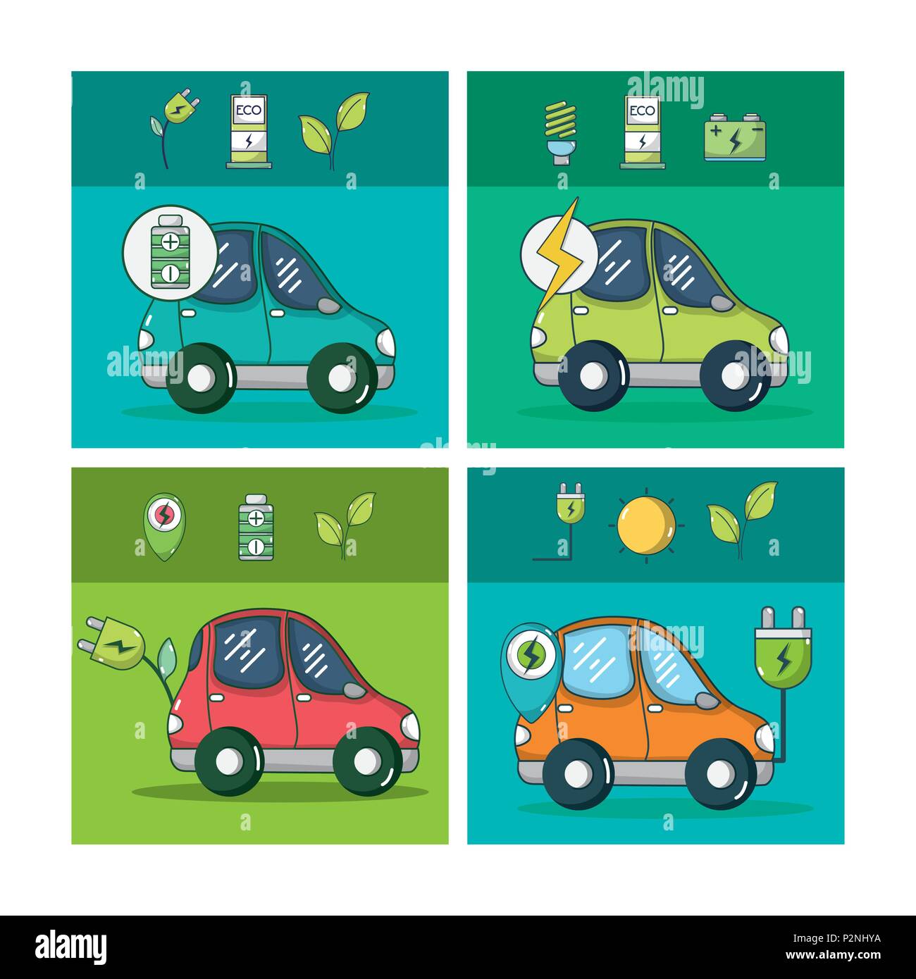 Electric car refueling vector Cut Out Stock Images & Pictures - Alamy