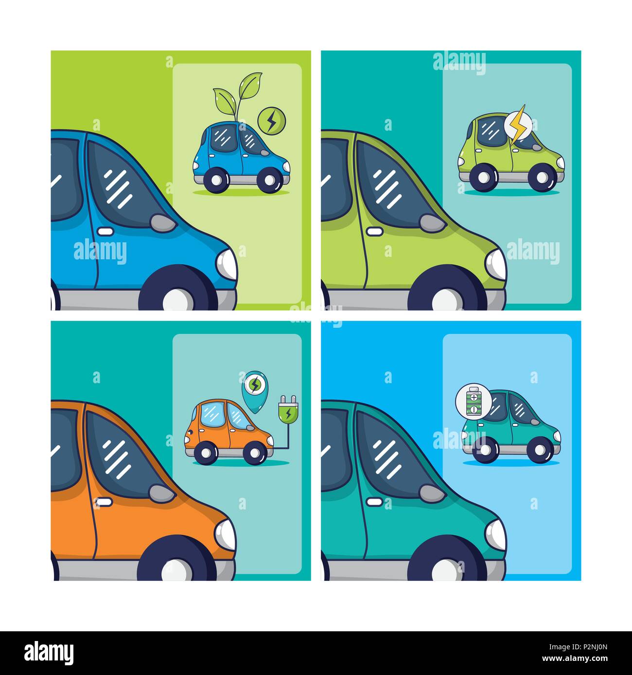 Electric car refueling vector Cut Out Stock Images & Pictures - Alamy