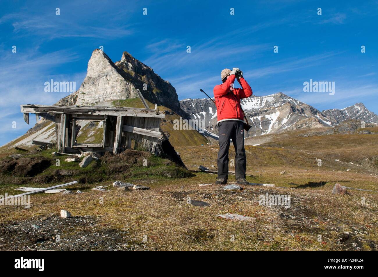 Norway, Svalbard, Spitsbergen, Isfjorden, Alkhornet, The remains of one ...