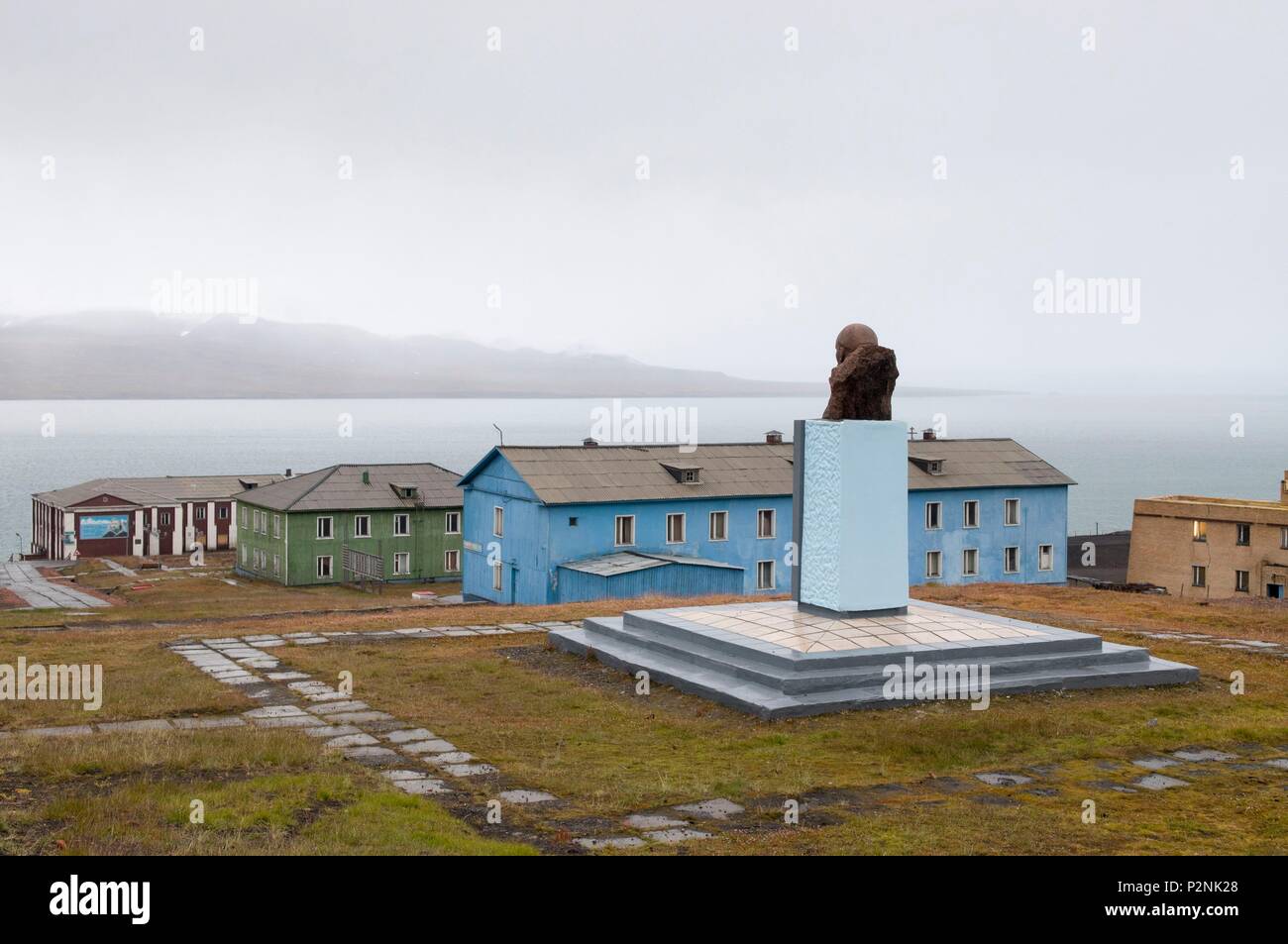 Norway, Svalbard, Spitsbergen, Barentsburg, Russian Mining Settlement ...