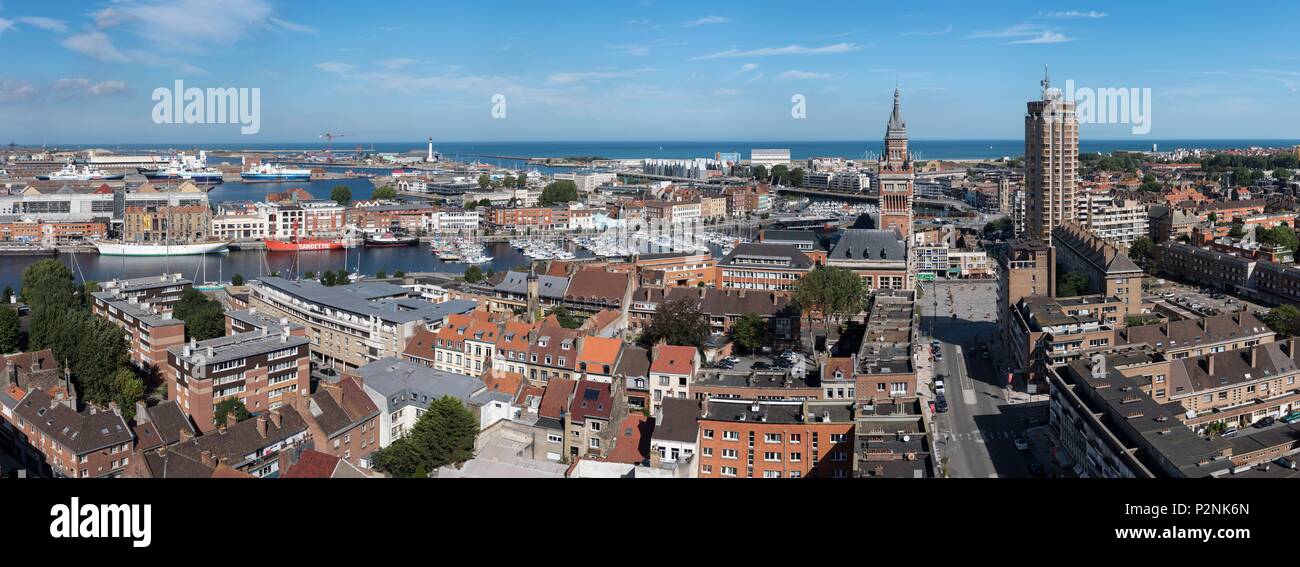 France, Nord, Dunkirk, city panorama, port museum and ship Duchess Anne ...