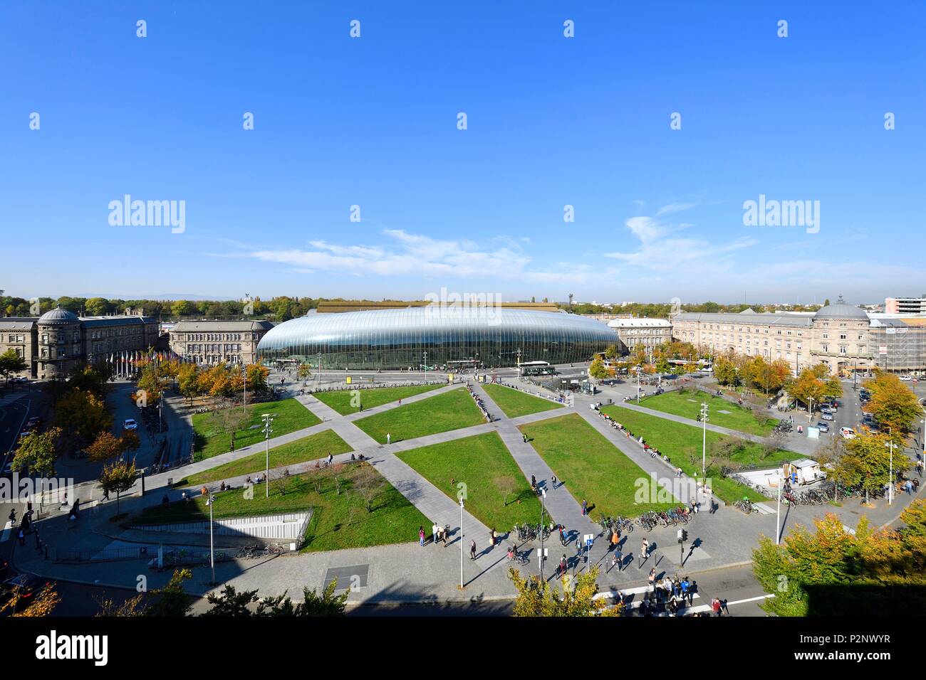 France, Bas Rhin, Strasbourg, place de la Gare, glass roof of the ...