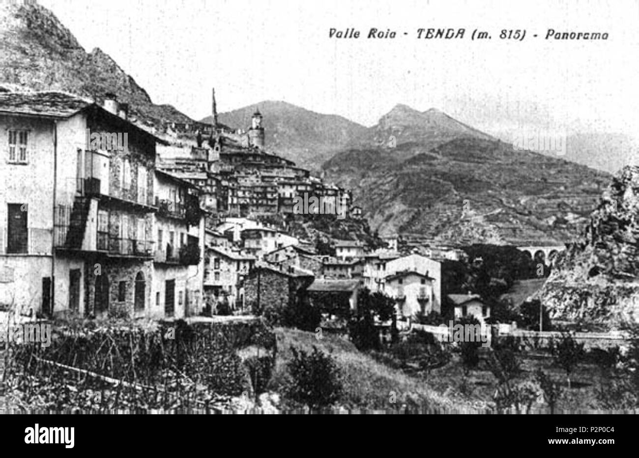 . English: View of Tenda (Italy) now Tende (France) in 1925 . 1925 ...