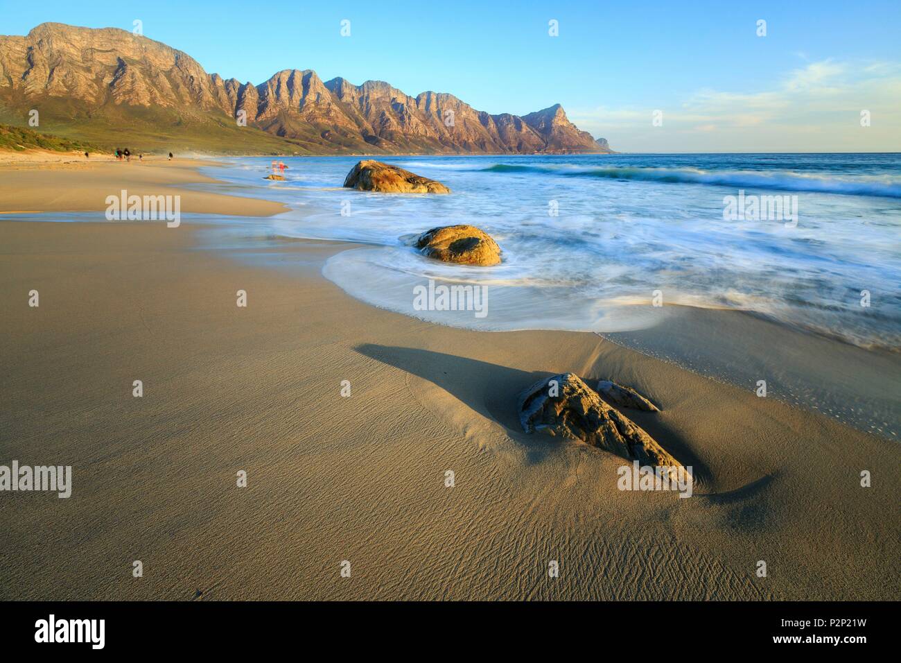 South Africa, Western Cape, Sunset on Pringle Bay Beach at the foot of ...