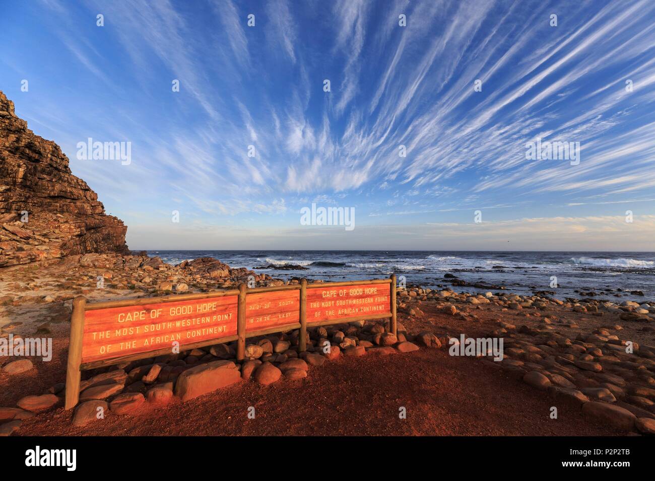 South Africa, Western Cape, At the end of the runway, signs indicating ...