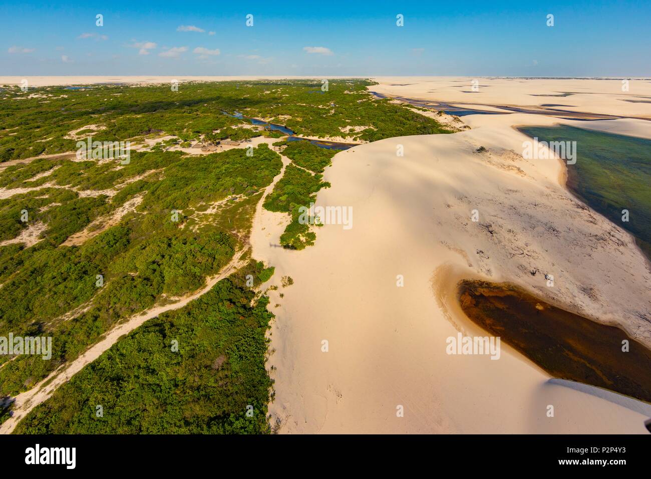 Brazil, Maranhao, Lencois Maranhenses National Park, sand dunes and ...
