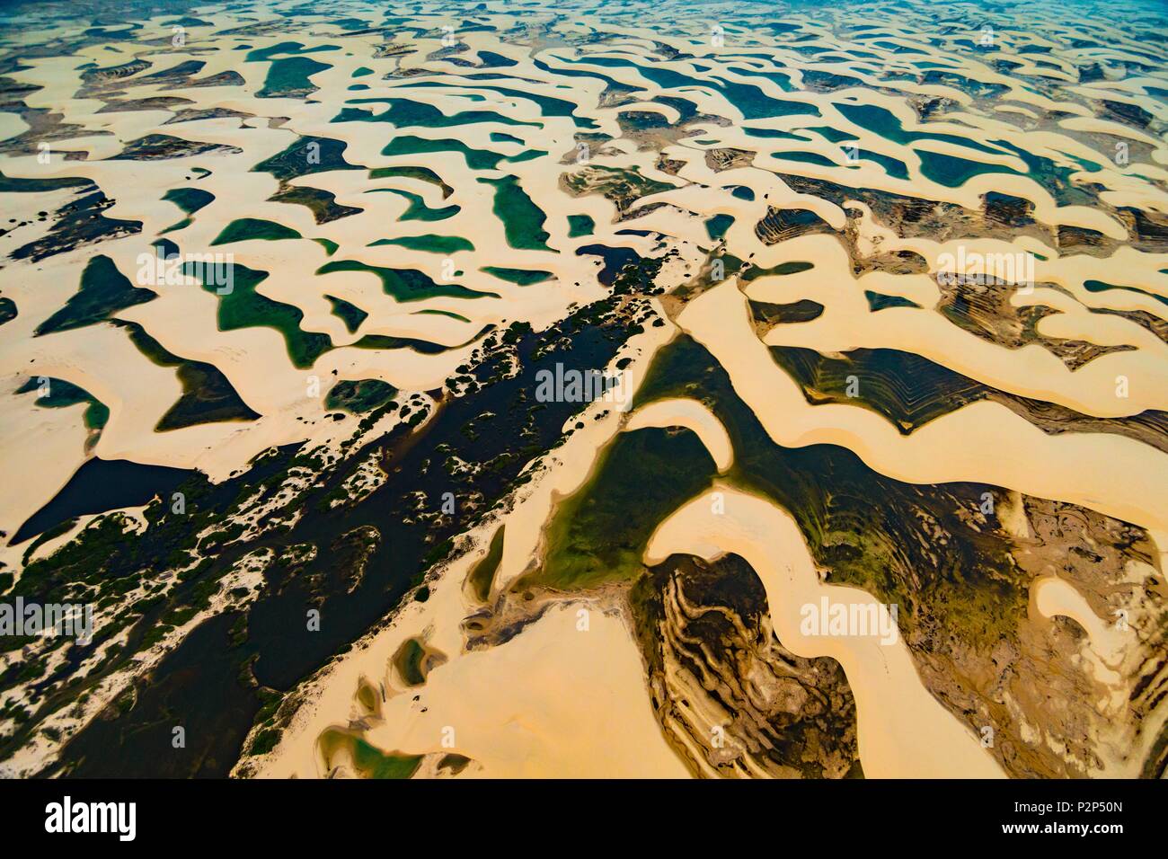 Brazil, Maranhao, Lencois Maranhenses National Park, sand dunes and ...