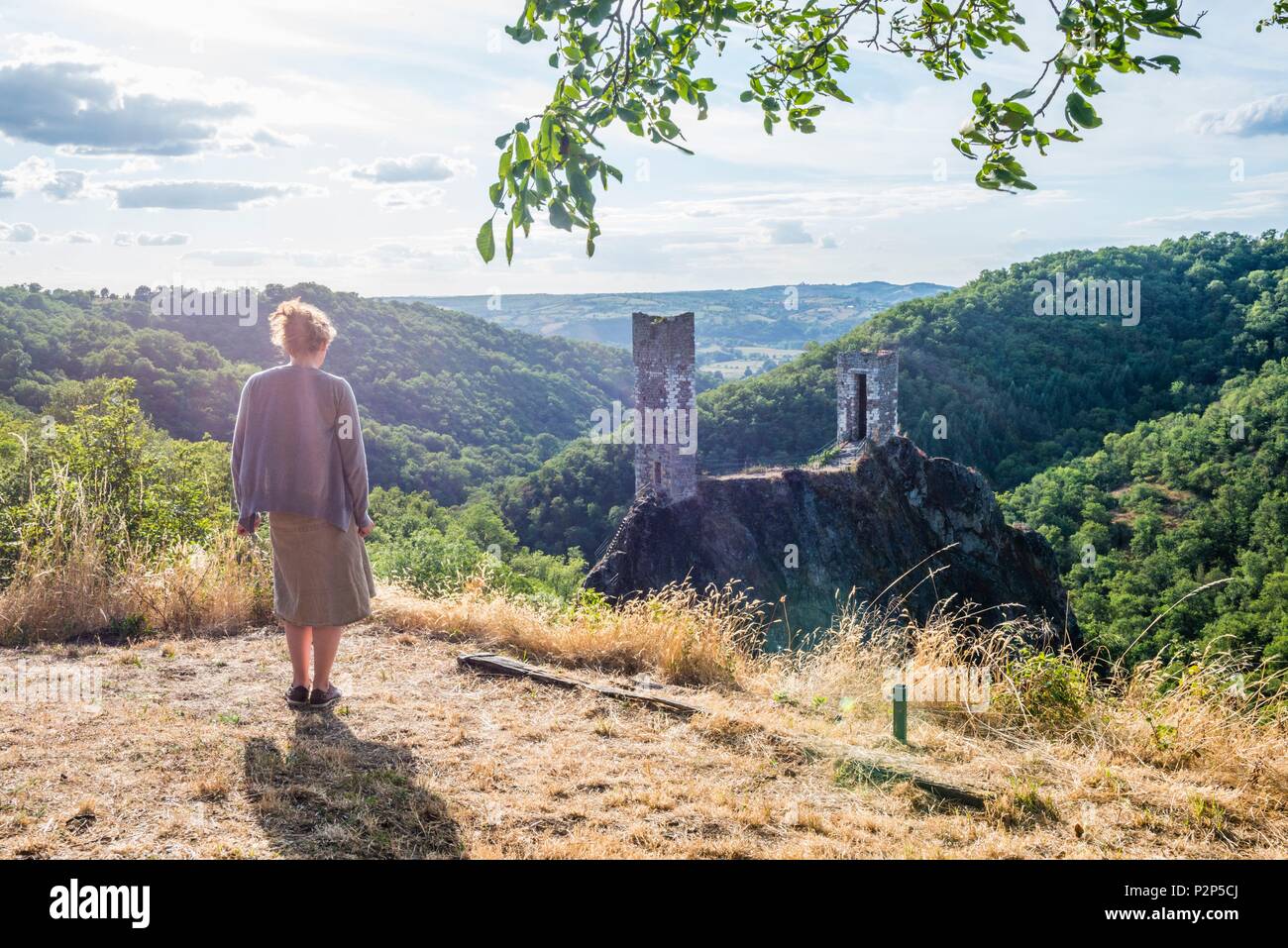 France, Aveyron, Peyrusse le Roc, step on the path of Saint Jacques de ...