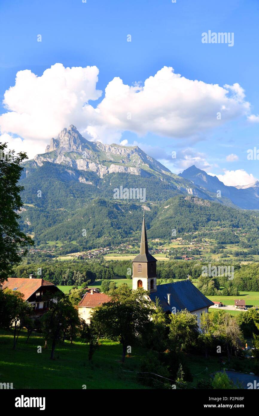 France, Haute Savoie, Domancy, the chaine des Aravis and the chaine du ...