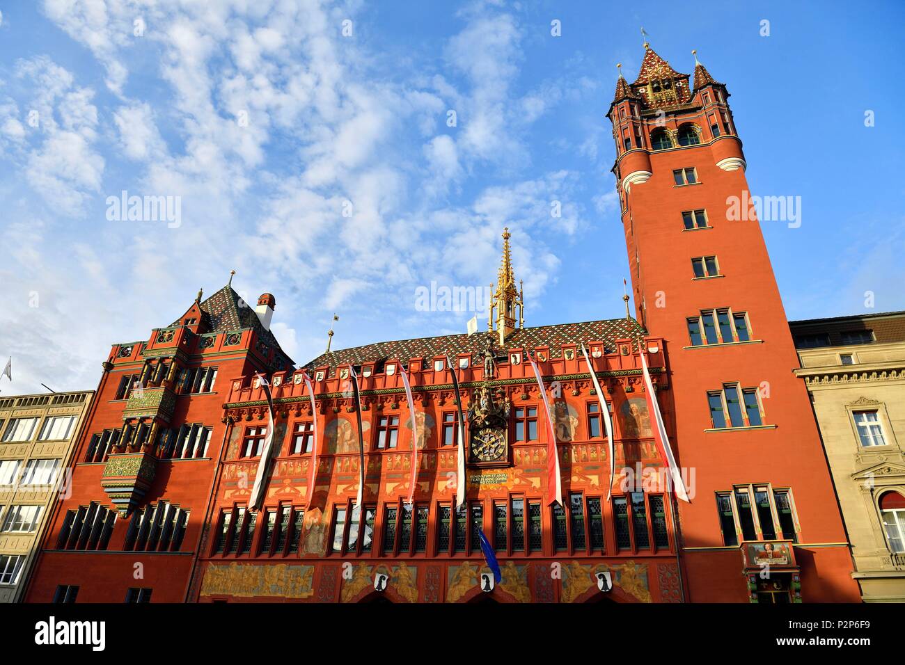 Switzerland, Basel, Marktplatz (Market square), City hall (Rathaus ...