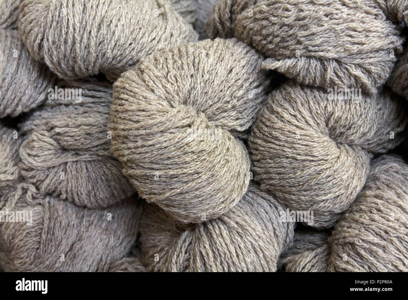 France, Ariege, Niaux, Sibada Craft spinning, Balls of Wool Stock Photo ...