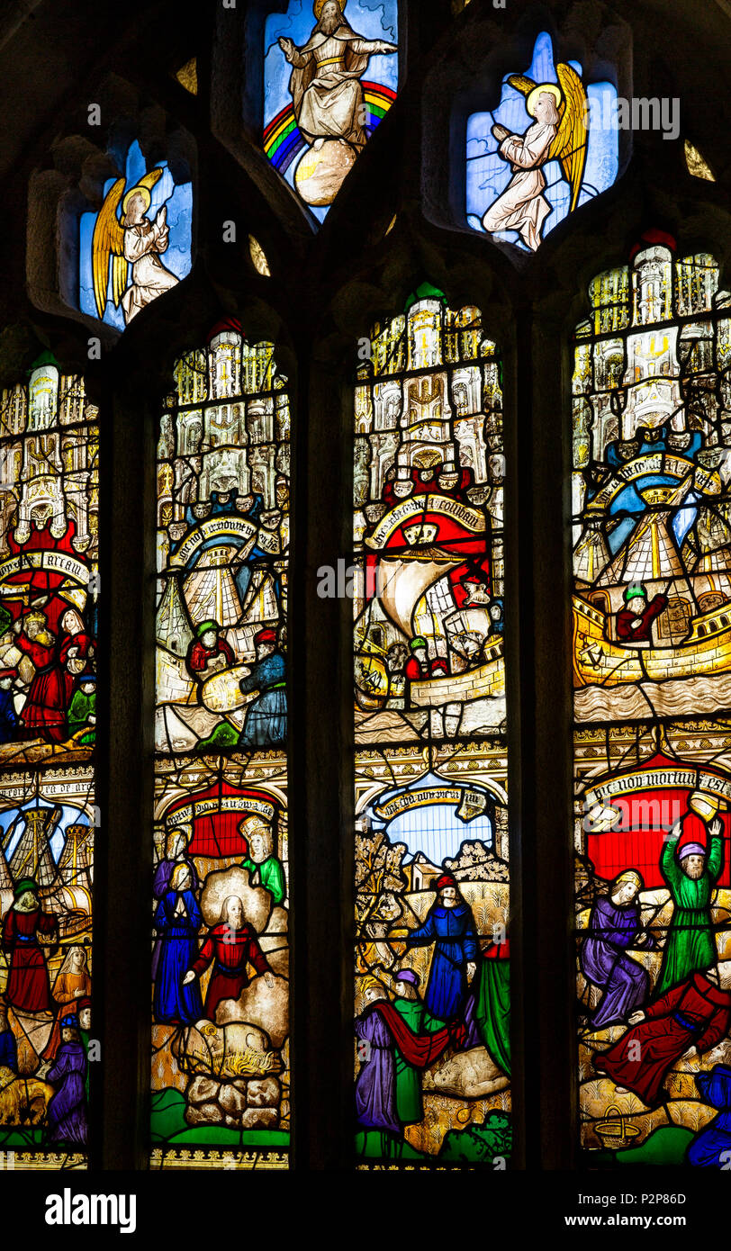 UK, Cornwall, Bodmin Moor, St Neot, St Neot’s Church, interior, C15th ...